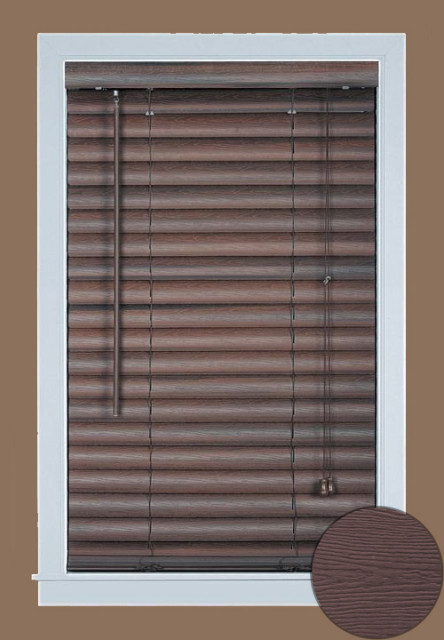 Mini Window Blind 2" Vinyl Plantation Blinds Embossed Grain Mahogany 64 ...