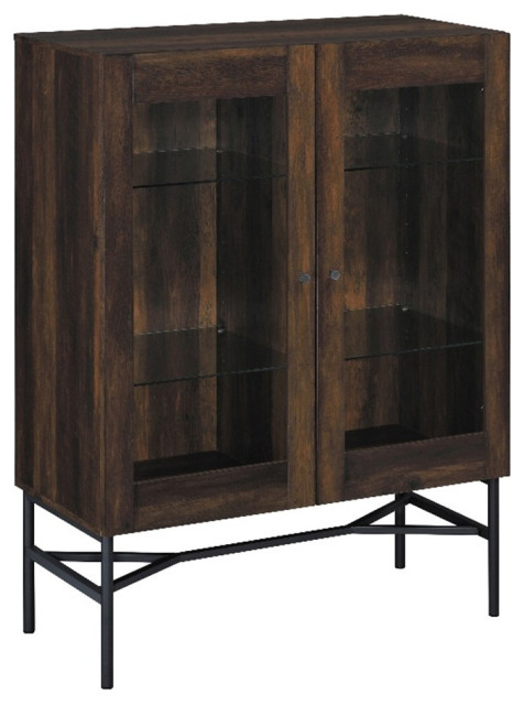 Pemberly Row Farmhouse Wood 2-Door Accent Storage Cabinet in Pine ...