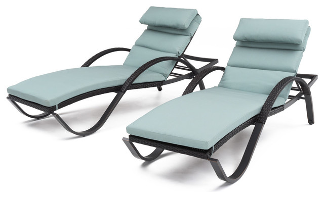 Deco 2 Piece Aluminum Outdoor Patio Chaise Lounges Chair - Tropical ...