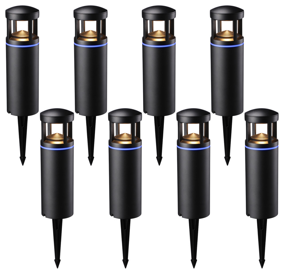 8-Pack RGB LED Pathway Lights, 7 Color Changing, Aluminum, Black ...