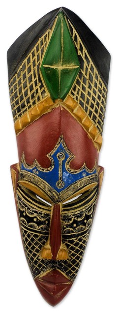 Gratitude African Wood Mask, Ghana - Southwestern - Wall Sculptures ...