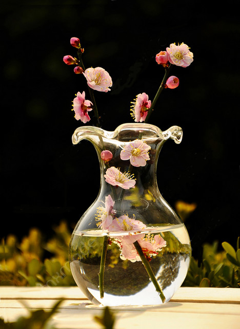 Delicate Decorative Clear Glass Scalloped Lipped Flower Vase ...