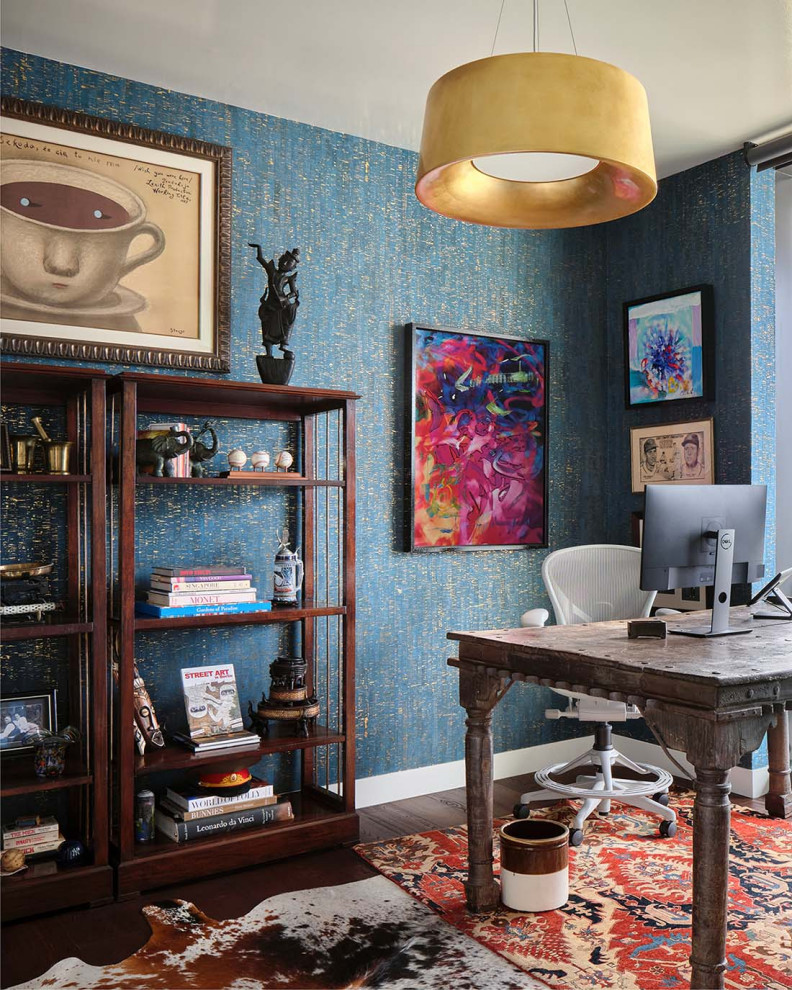 Eclectic Downtown Loft Adorned with Wallpaper - Home Office - Austin ...