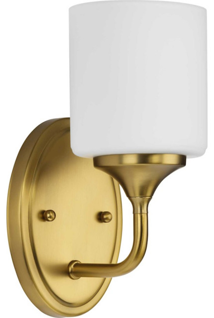 Progress Lighting Lynzie 1-Light Wall Sconce, Gold/Etched Opal - P2801 ...