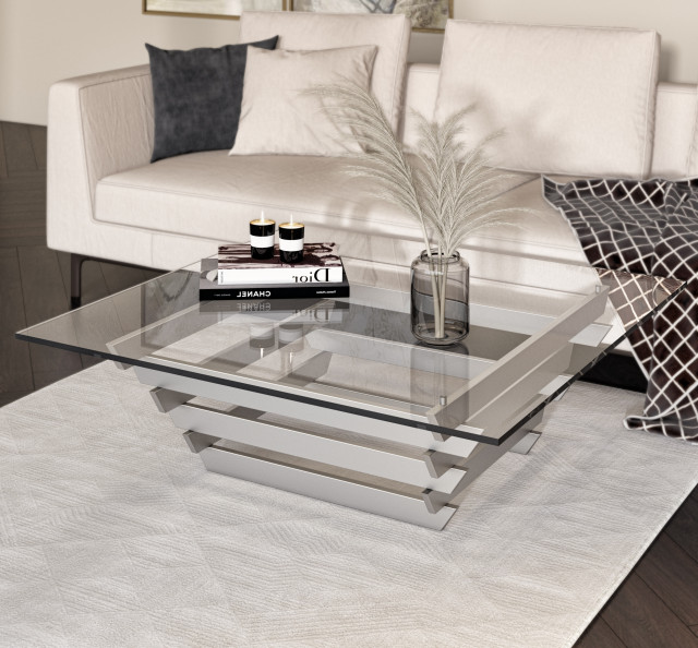 Modrest Upton Modern Square Glass Coffee Table - Contemporary - Coffee ...