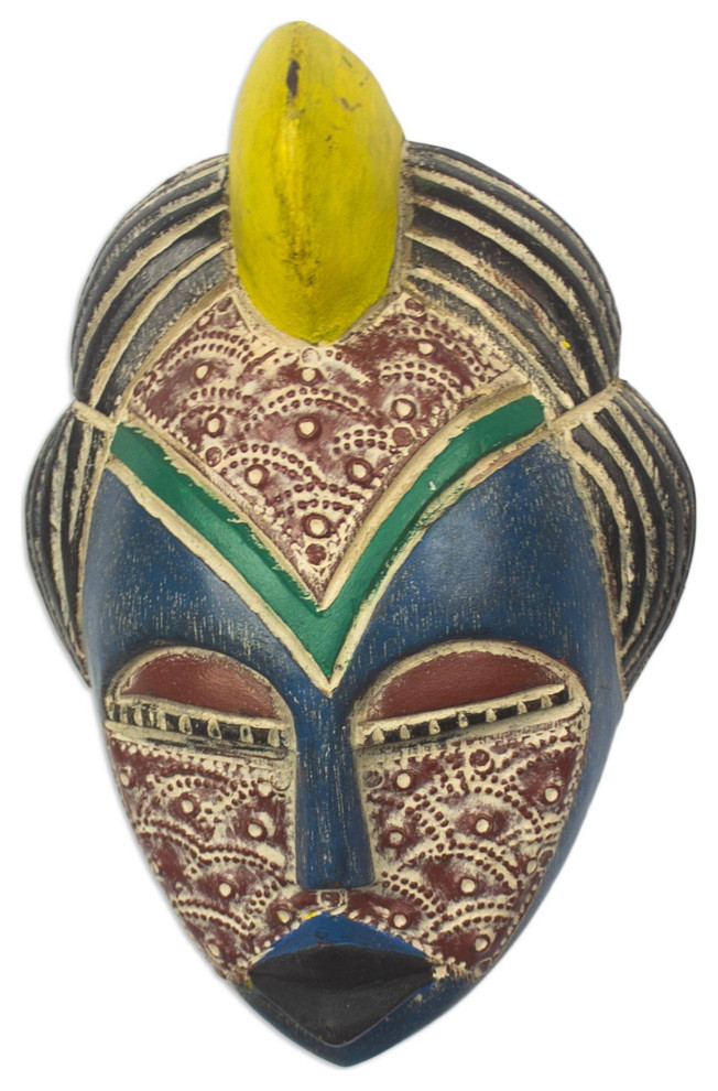 Novica Handmade Magical Face African Wood Mask - Tropical - Decorative ...