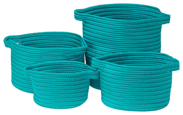 American Farmhouse 4-Piece Basket Set, Teal - Farmhouse - Baskets - by ...