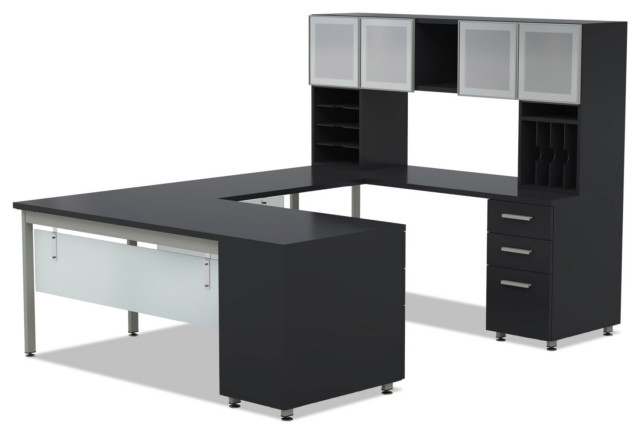 Safco e5 Series Executive U-Workstation, 72" x 96" x 62", Raven ...