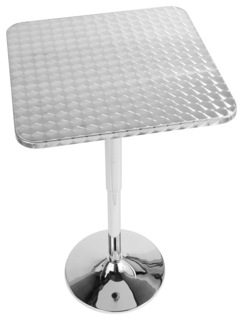 Bistro Contemporary Adjustable Square Bar Table, Silver - Contemporary ...