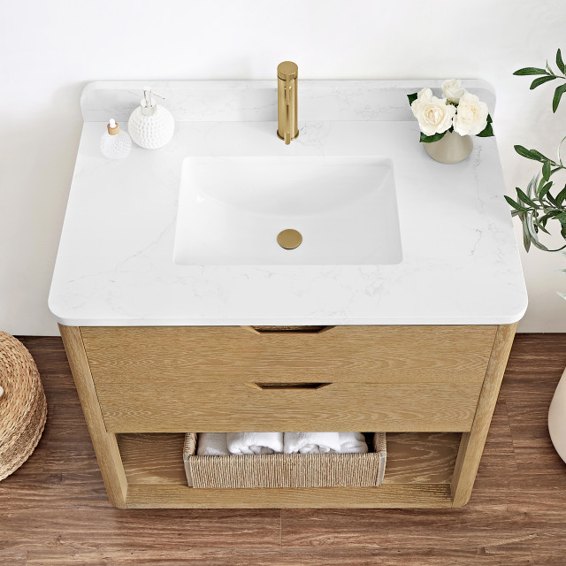 Harbin Bathroom Vanity, Stone Top, No Mirror, 36" - Transitional ...