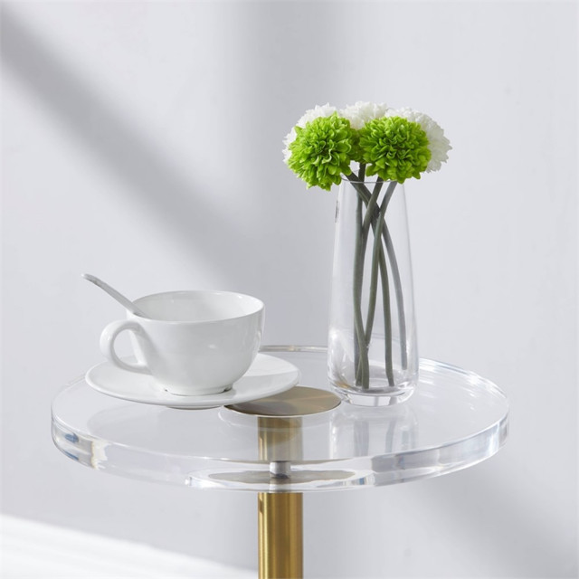 Plata Import Clear Plastic/Acrylic Martini End Table with Gold Accents ...