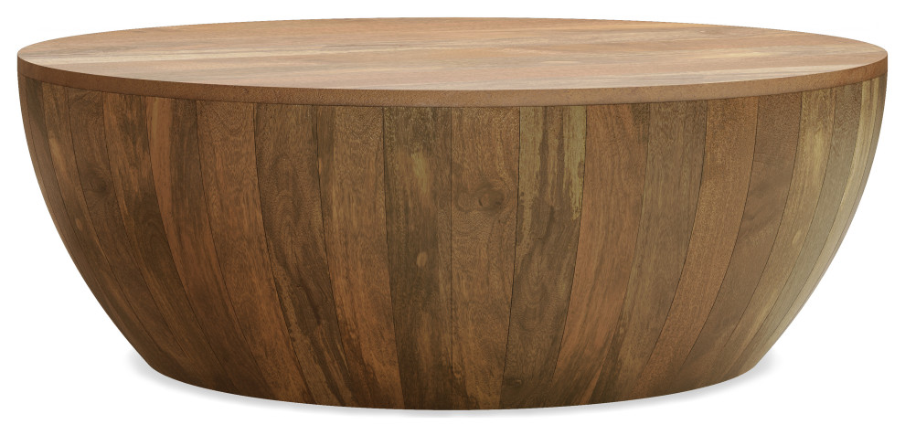 Elmbrook Solid Mango Wood Drum Coffee Table - Transitional - Coffee ...