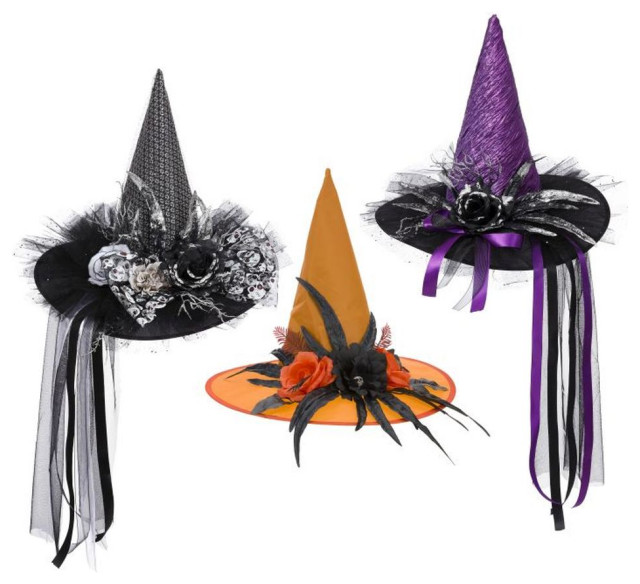 Mark Roberts Fall 2020 Festive Witch Hat 15-33" Assortment of 3 - Contemporary - Holiday Accents ...