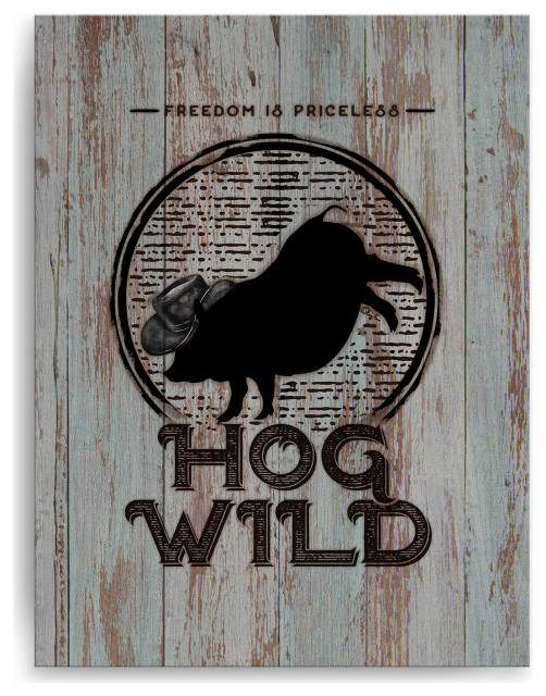 Hog Wild' Farmhouse Wrapped Canvas Textual Wall Art, 40" H x 30" W ...
