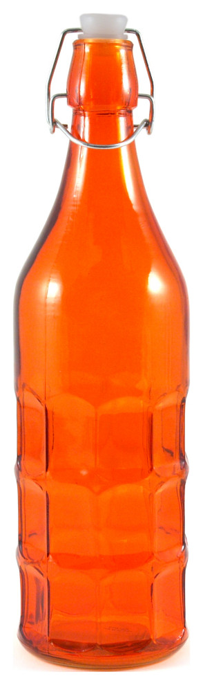 Complete Kitchen Orange Glass Dimple Bottle Bail - Transitional - Water ...