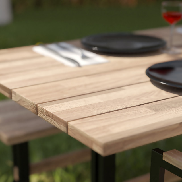 Acre Slatted Outdoor Dining Table - Industrial - Outdoor Dining Tables ...