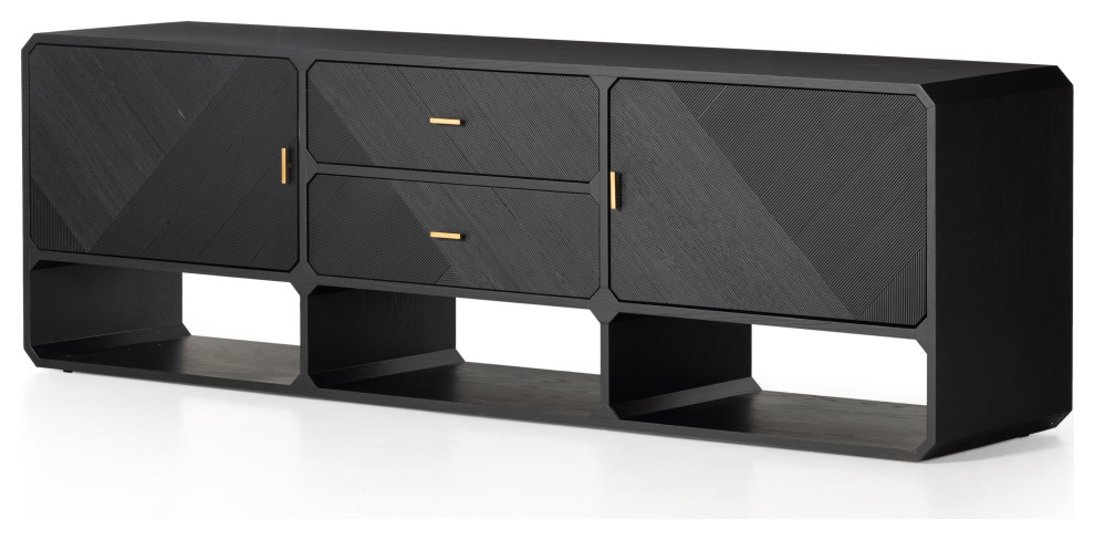 Caspian Media Console, Black Ash - Transitional - Entertainment Centers ...