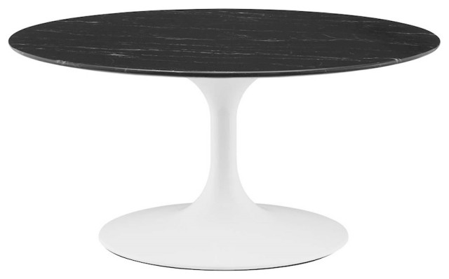 Modway Lippa 36" Artificial Marble Coffee Table, White/Black -EEI-5191 ...