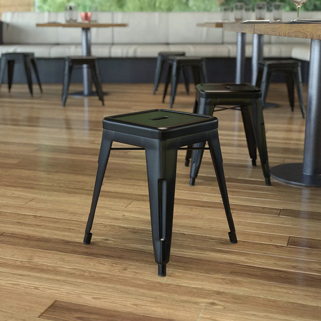 4 Pack Patio Dining Stool Chair, Backless Design With Square Metal Seat ...