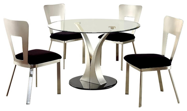 Furniture of America Lopez 5-Piece Oval Stainless Steel Dining Set in ...