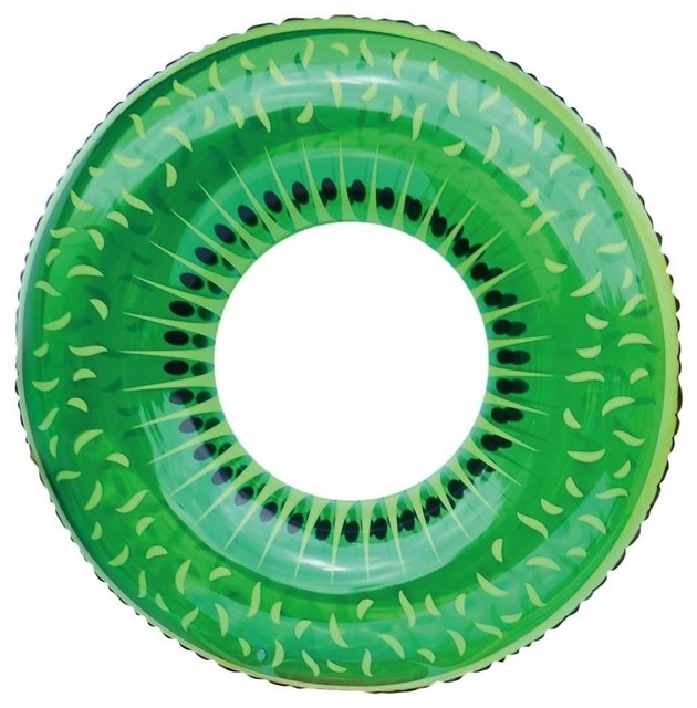 42" Green and Black Kiwi Fruit Inflatable Swimming Pool Inner Tube Ring ...