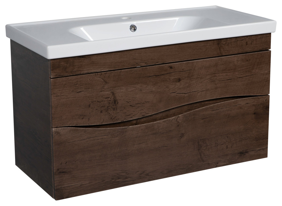 Bathroom Vanity Wave Rosewood No Mirror, 28"-no mirror - Contemporary ...