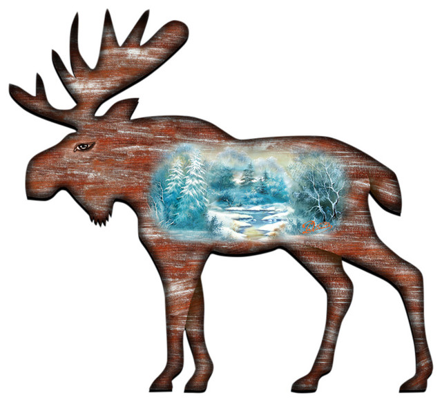 Woodsy Moose Scenic Door Hanger - Rustic - Outdoor Wall Art - by G ...
