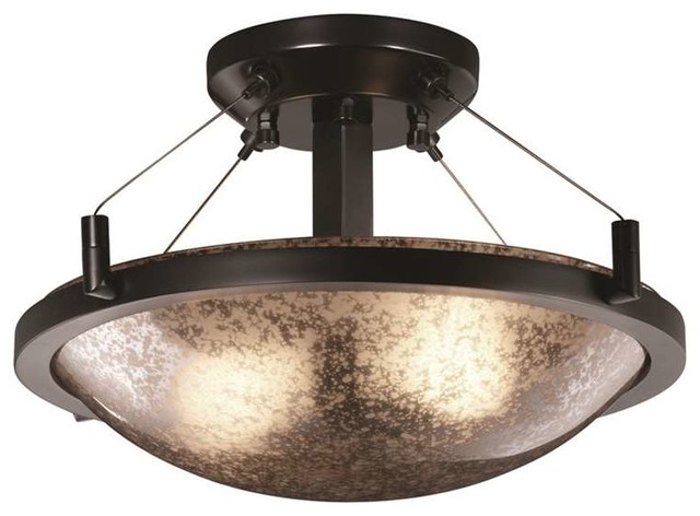 Justice Designs Fusion 14" Round Semi-Flush Bowl With Ring, Matte Black ...