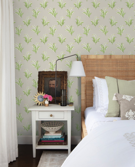 Farmington Stone Lily of the Valley Wallpaper, Swatch - Farmhouse ...