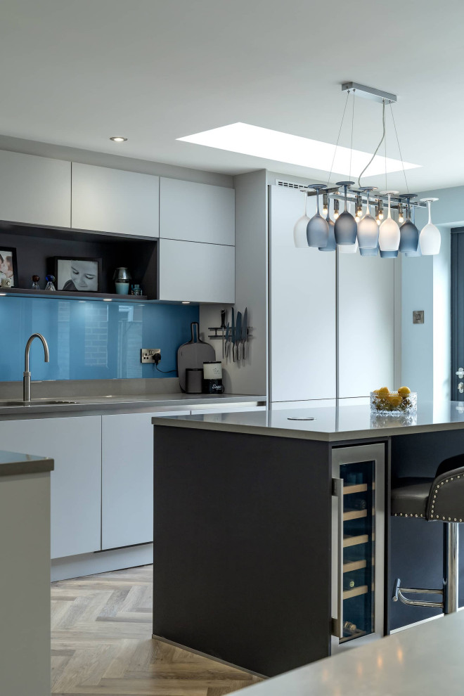 Contemporary blue kitchen in Thame - Contemporary - Kitchen ...