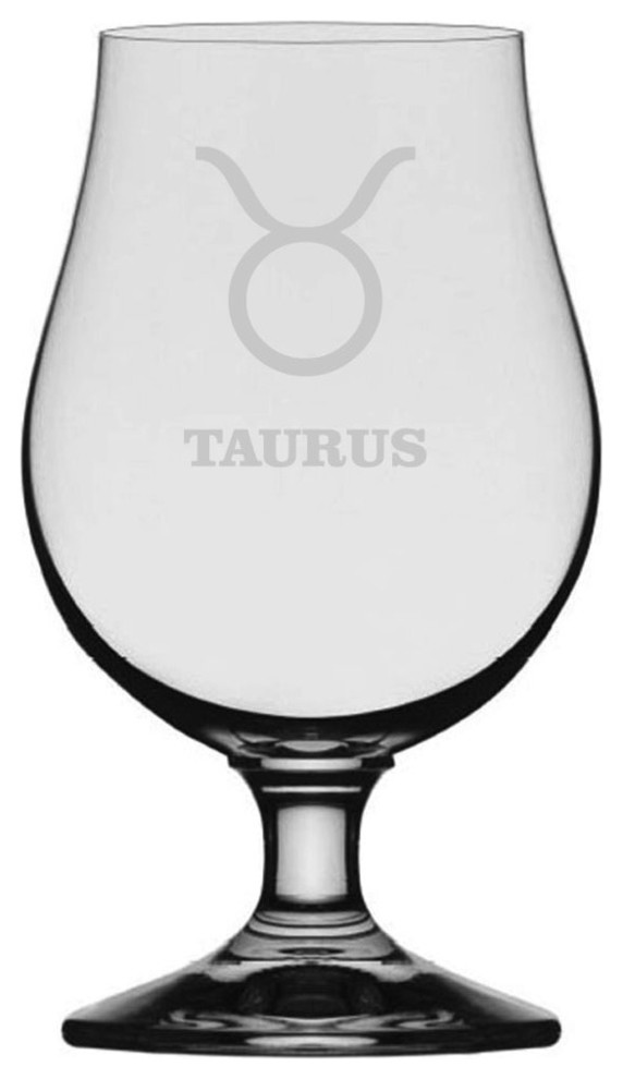 Zodiac Symbol Etched Glencairn Crystal Iona Beer Glass, Taurus - Beer ...