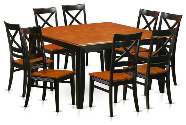 9-Piece Dining Room Set, Table With 8 Wooden Chairs - Transitional ...