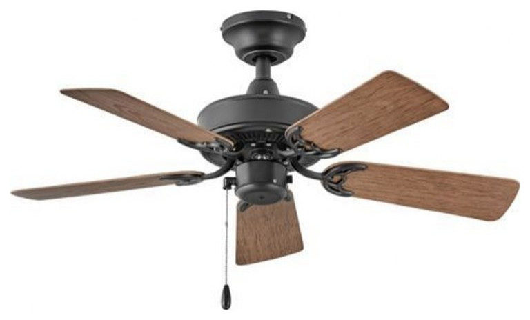 5-Blade Ceiling Fan in Walnut Blade Finish Pull Chain Matte Black Steel ...