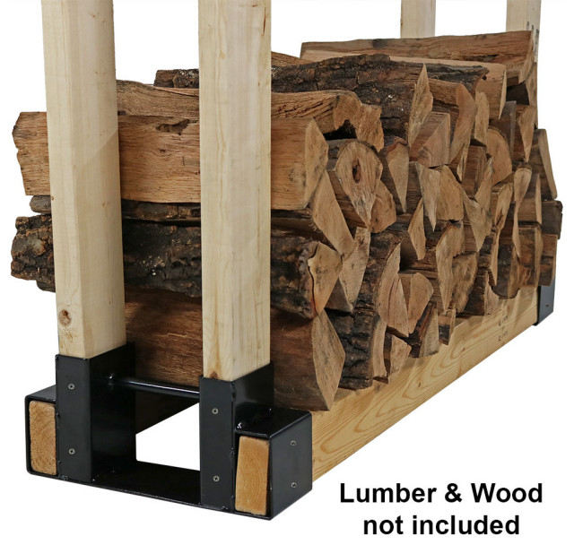 Sunnydaze DIY Log Rack Brackets, Steel Outdoor Adjustable Storage ...
