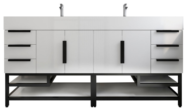 Jessica 72" Double Sink Free-Standing Vanity - Contemporary - Bathroom ...