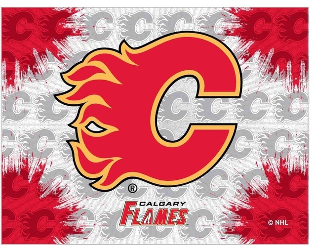 Calgary Flames Logo Canvas, 32"x24" - Contemporary - Prints And Posters ...