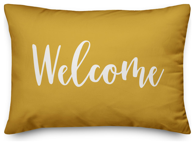Welcome Lumbar Pillow, 14"x20" - Contemporary - Decorative Pillows - by ...