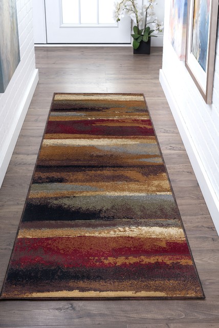 Dakota Contemporary Abstract Multi-Color Runner Rug, 2.7' x 7', 3' x 8 ...