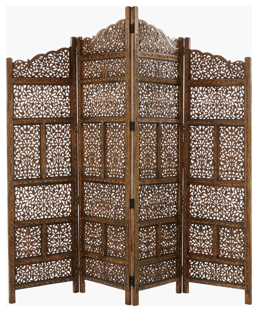 Traditional Brown Wooden Room Divider Screen 34006, 80" x 1" x 72 ...