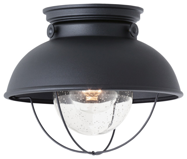 Sebring One Light Outdoor Flush Mount Black - Beach Style - Outdoor ...