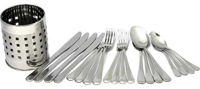 Chef Craft Flatware Set With Holder, 20-Piece - Contemporary - Flatware ...