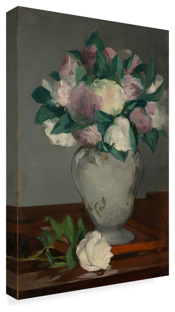 Edouard Manet 'Peonies' Canvas Art, 32"x22" - Contemporary - Prints And ...