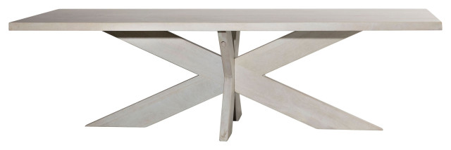 Gael 102" Rectangular Mango Wood Pedestal Table Finished, Antique White ...