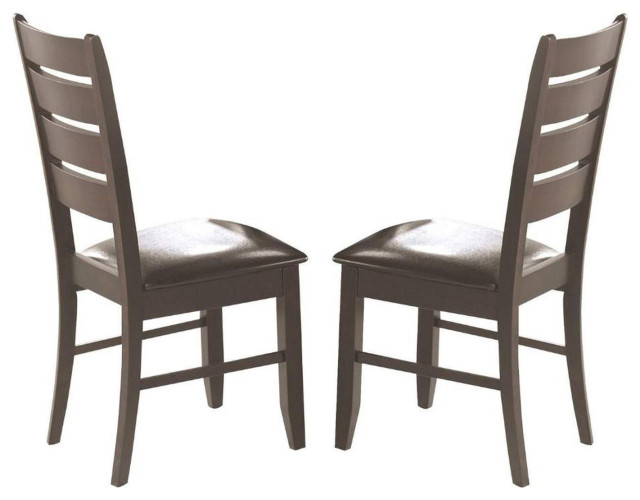 Set of 2 Slat Back Side Chairs, Cappuccino and Black - Transitional ...