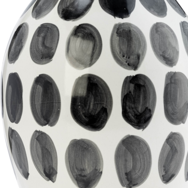 Ceramic 10"H Black Polk-A-Dot Flower Vase, White, 6x6x10 inches ...