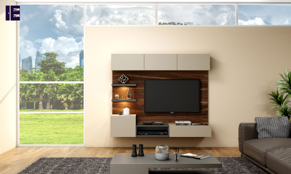 TV unit Storage Drawer Flap up Cashmere Grey Shelf supplied by Inspired ...