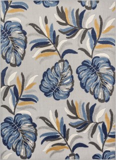 Well Woven Dorado Wilmington Modern Tropical Leaves Blue Indoor Outdoor ...