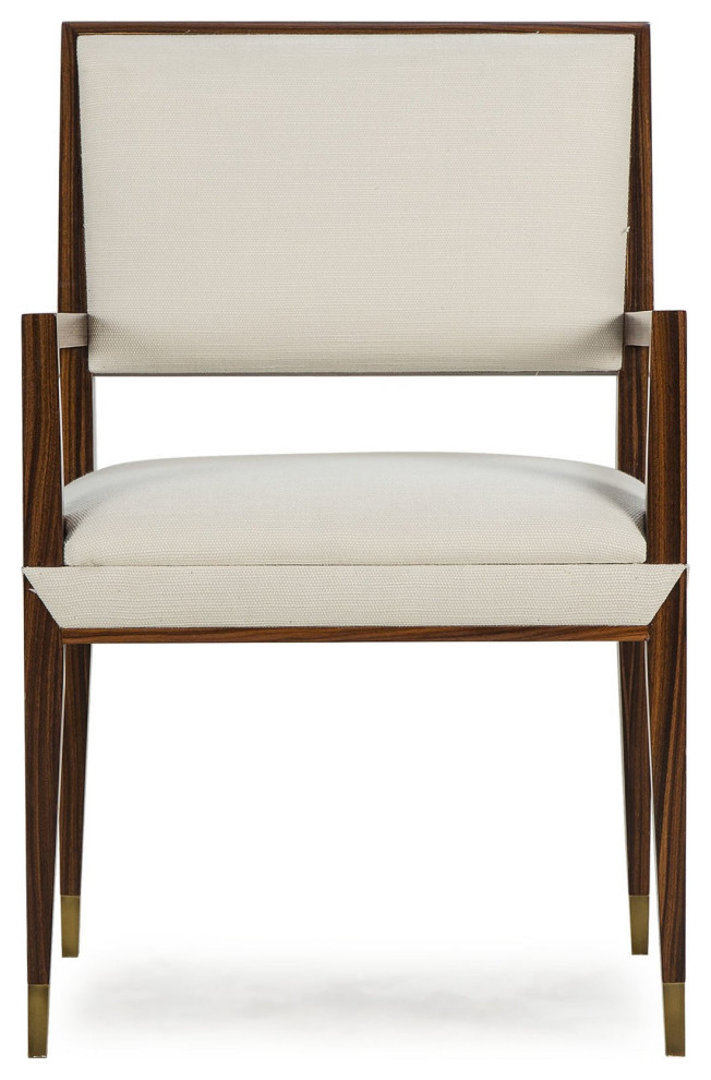 Roman Dining Arm Chair Misha Cream/Rosewood Set of 2 - Midcentury ...