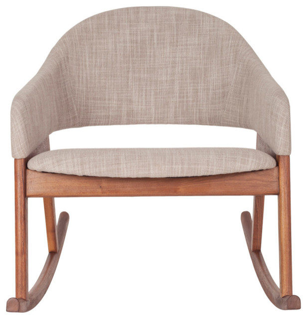 Scandinavian Round Back Grey Fabric Rocking Accent Chair - Scandinavian ...