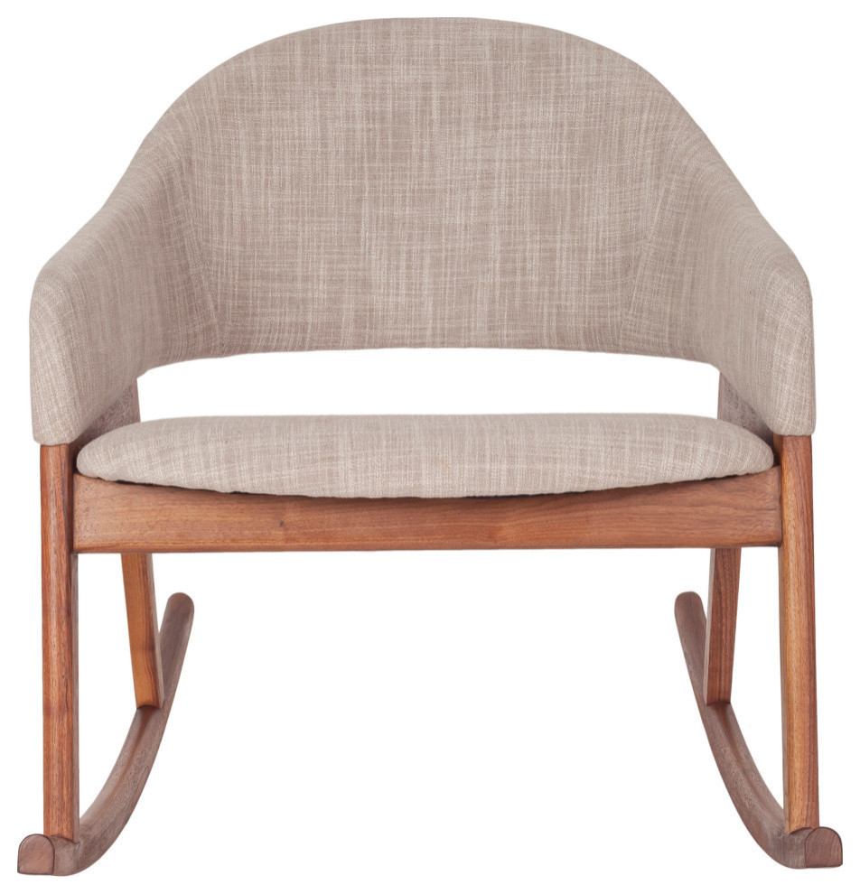 Scandinavian Round Back Grey Fabric Rocking Accent Chair - Scandinavian ...